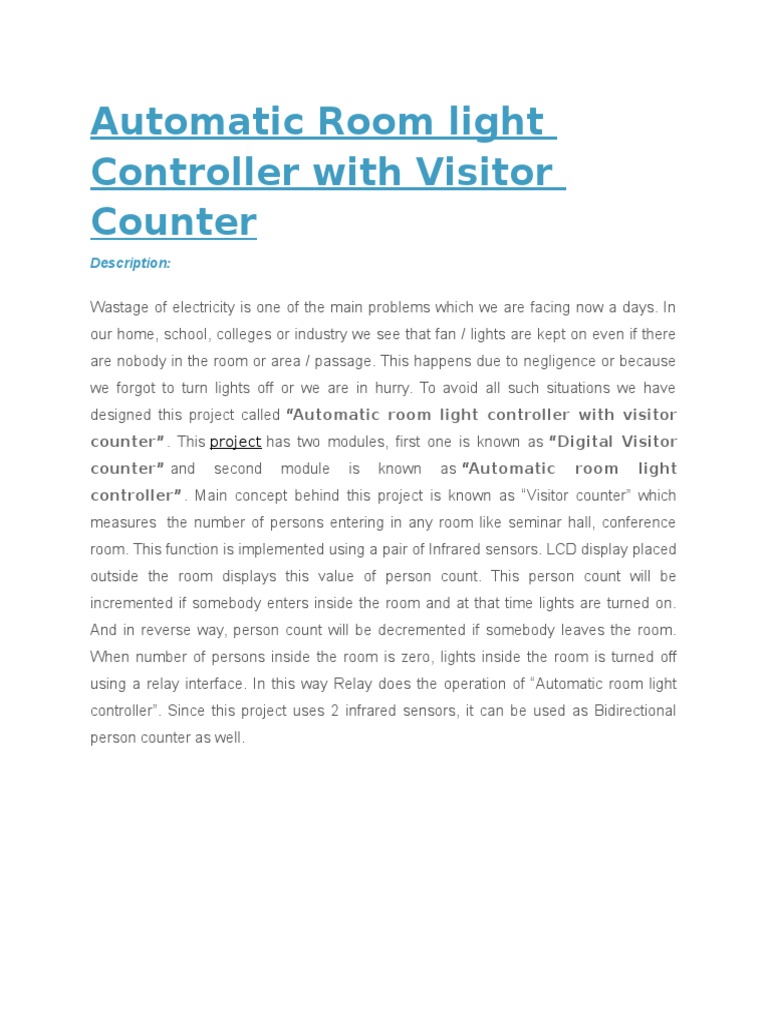 Automatic Room Light Controller With Visitor Counter | PDF | Relay ...