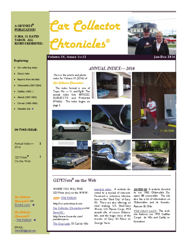 Car Collector Chronicles Annual Index 2016 | Download Free PDF | Car ...