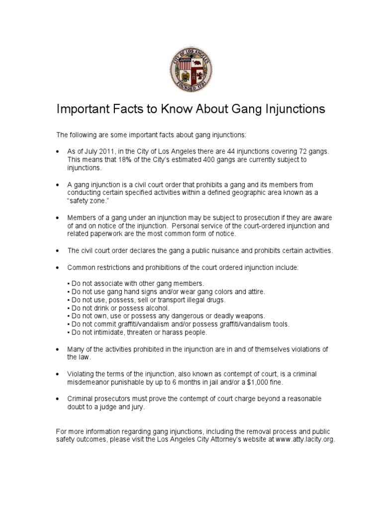 Gang Injunction FACTS | PDF