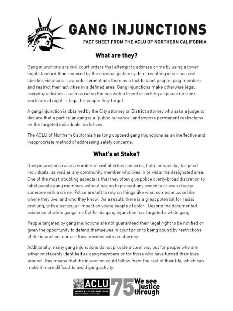 ACLU Gang Injunctions | PDF | Gang | Injunction
