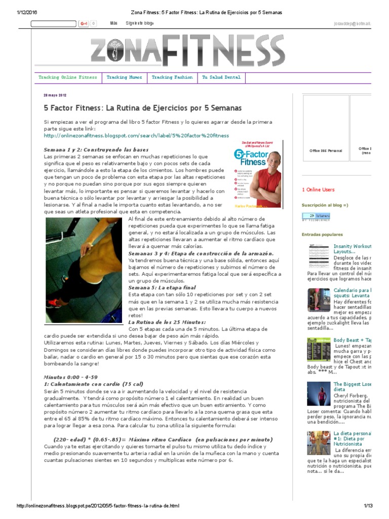 Zona Fitness - 5 Factor Fitness - La Rutina de Ejercicios Por 5 Semanas ...