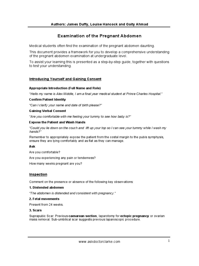 Examination of The Gravid Abdomen | PDF | Pregnancy | Fetus