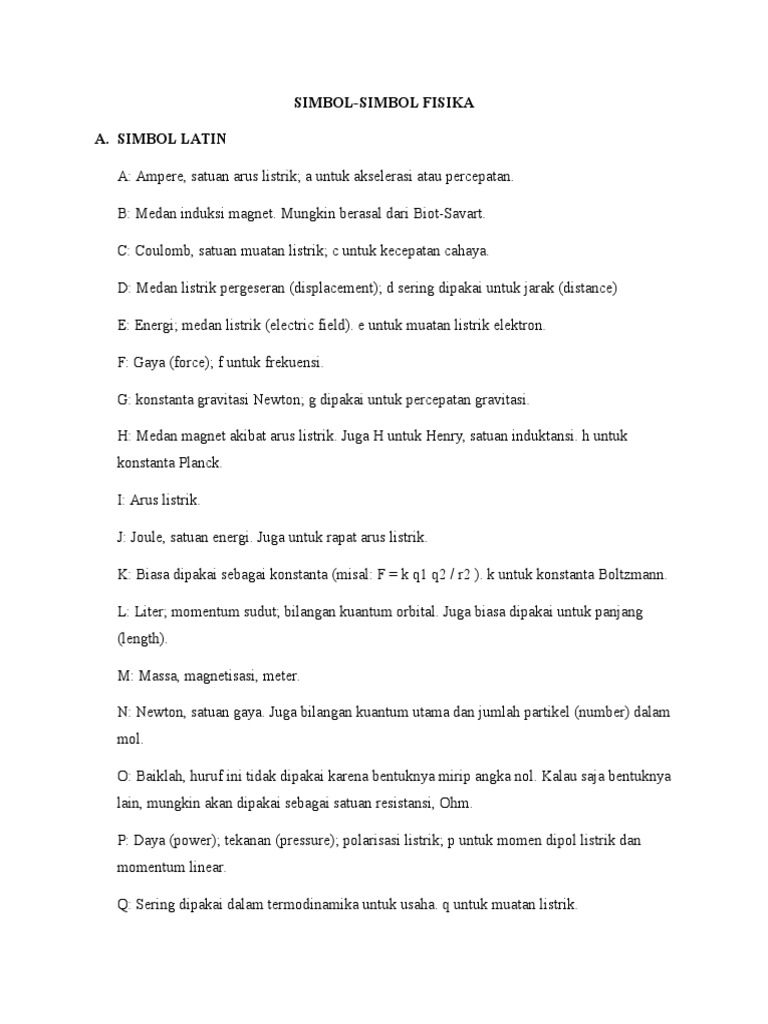 Simbol Simbol Fisika | PDF