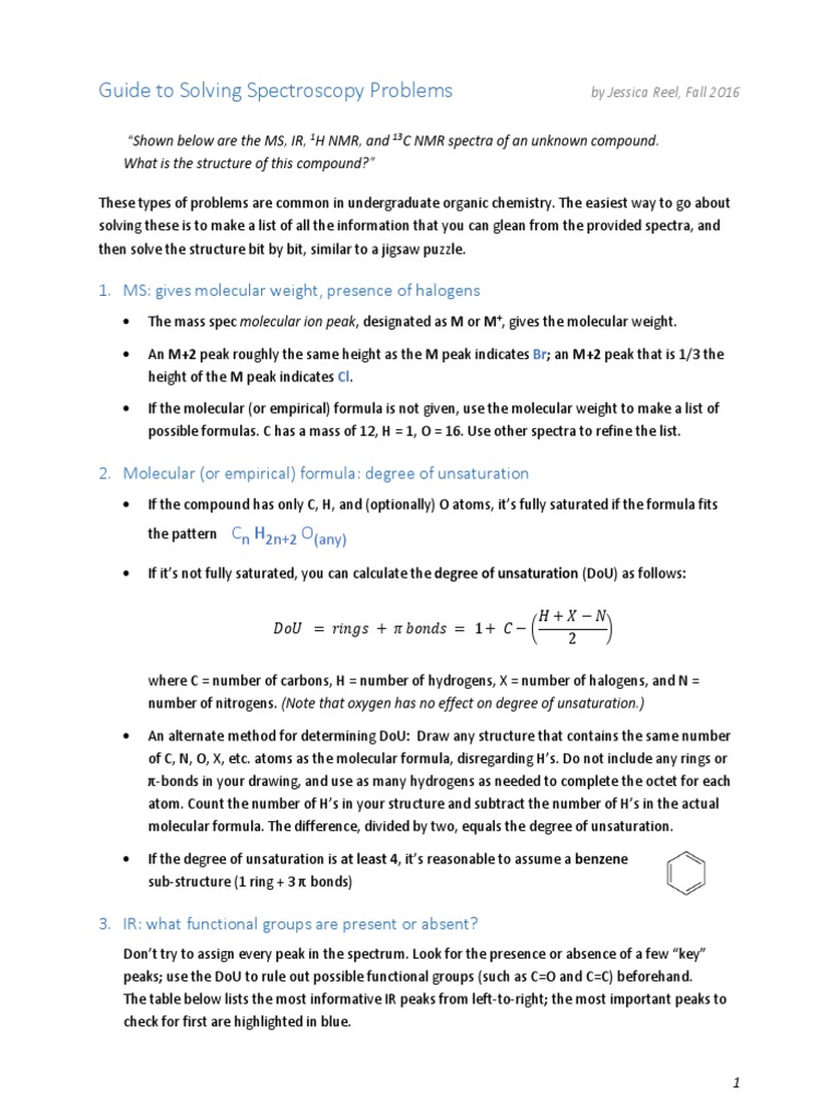 Solving Spectroscopy Problems Guide | PDF | Proton Nuclear Magnetic ...