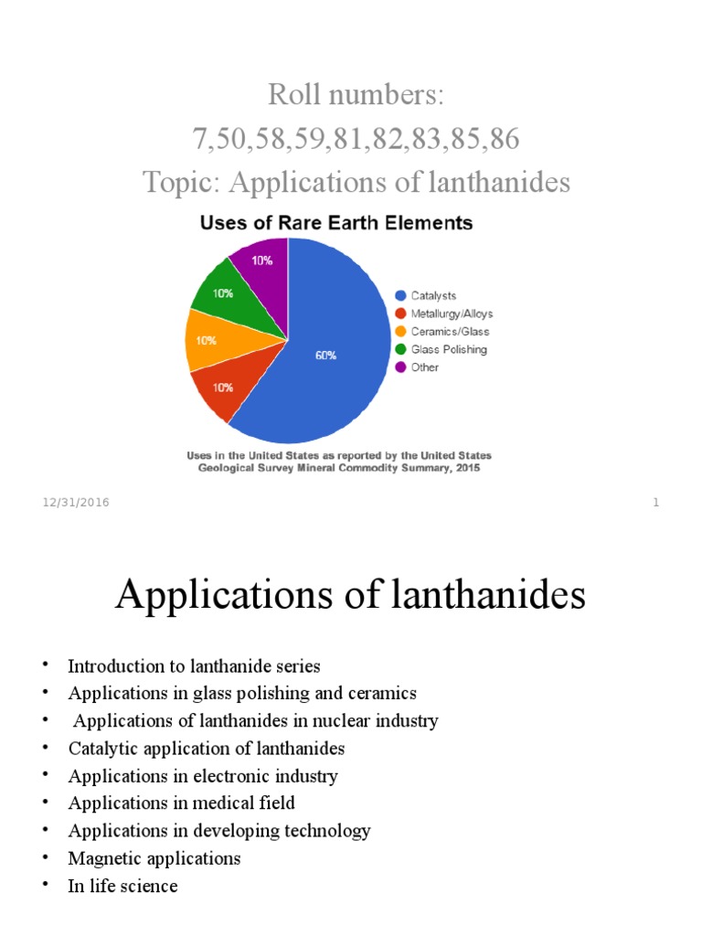 Applications of Lanthanides | PDF | Lanthanide | Chemistry
