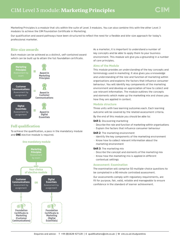 CIM Level 3 Marketing Principles Module | PDF | Modularity ...