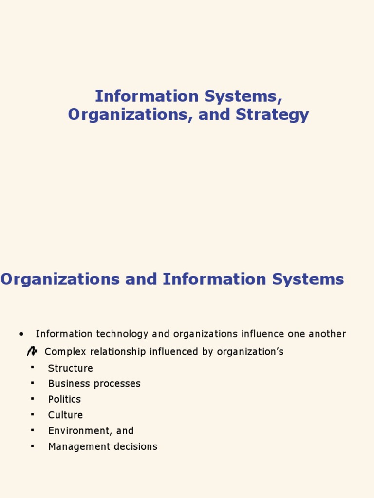 Information Systems, Organizations, and Strategy | PDF | Information ...