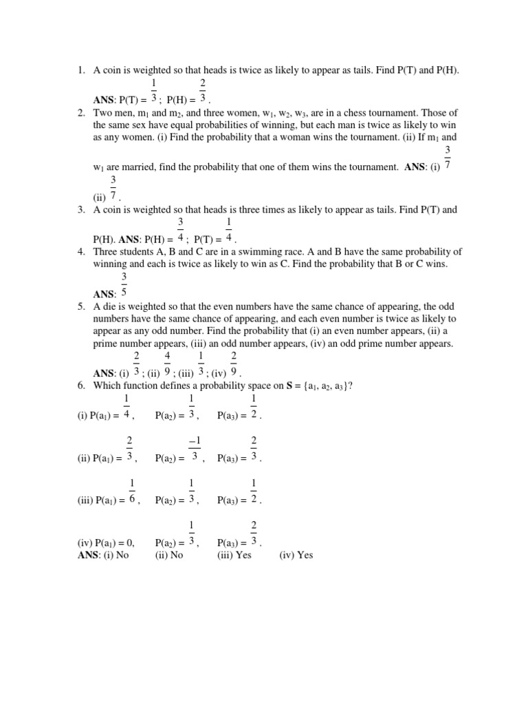 Practice Problems Probability PDF