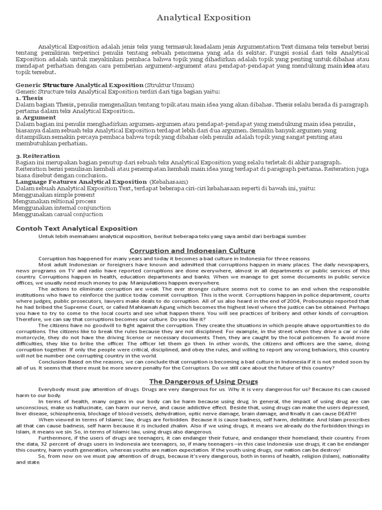 Analytical Exposition Dan Contoh Texnya PDF | PDF | Pengelolaan ...
