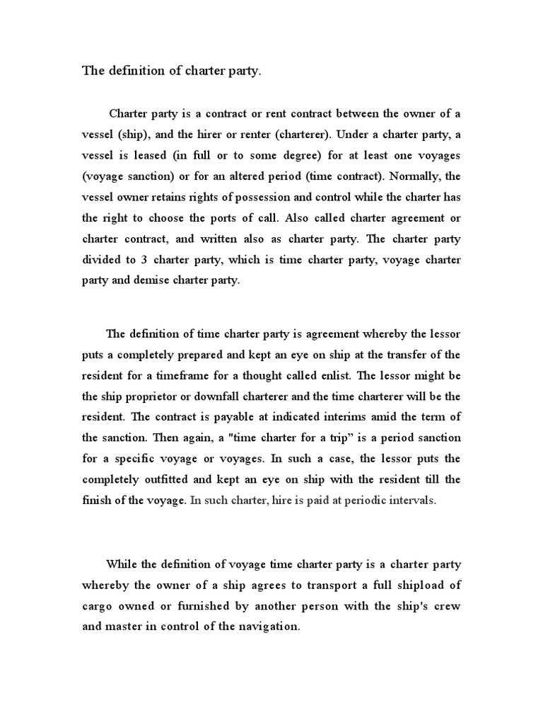 The Definition of Charter Party 111 | PDF | Lease | Private Law