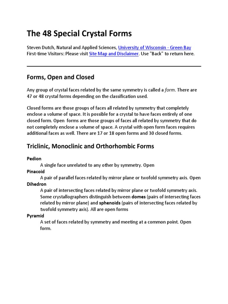 The 48 Special Crystal Forms: A Comprehensive Overview of Crystal ...