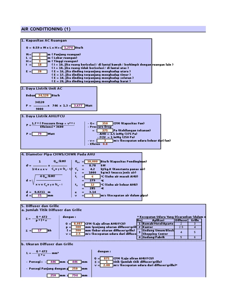 Engineering AC Calculation | PDF
