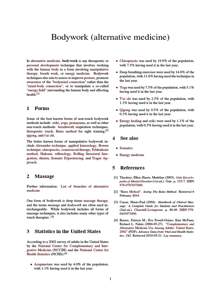 Bodywork (Alternative Medicine) PDF | PDF