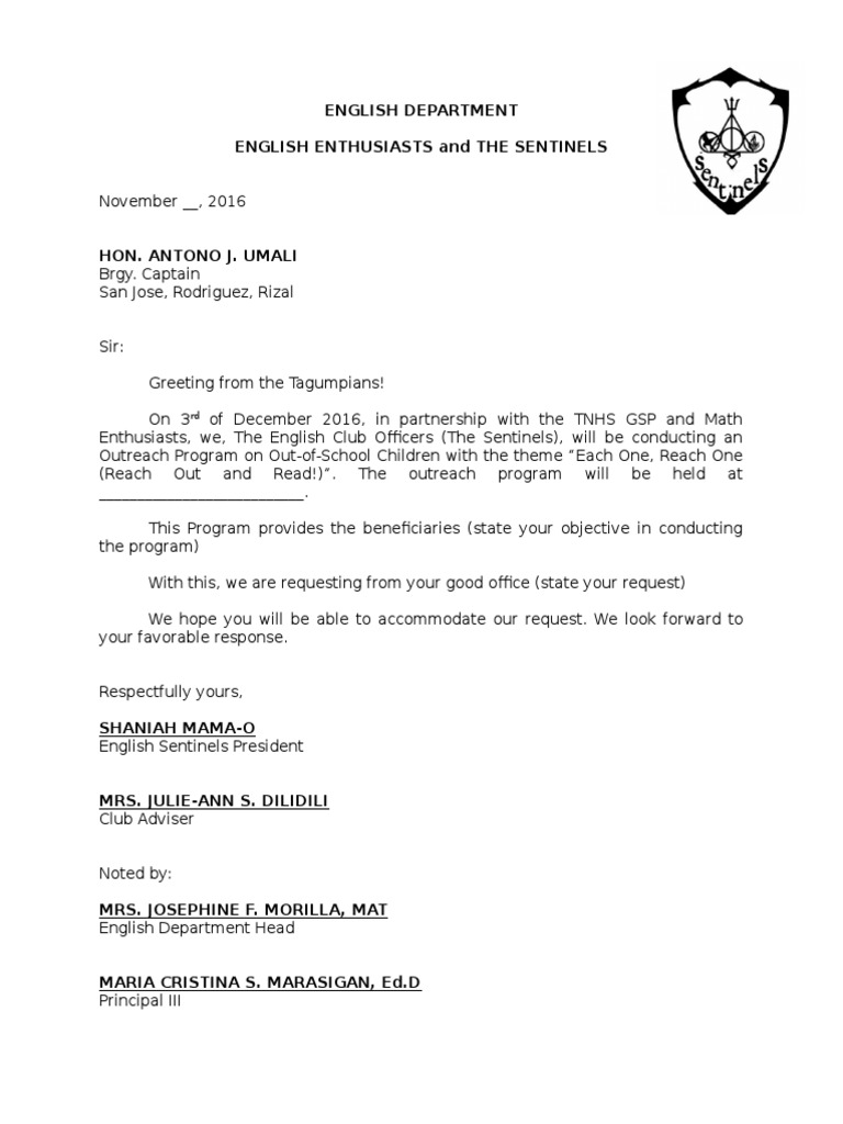 English Department English Enthusiasts and The Sentinels | PDF | Wellness