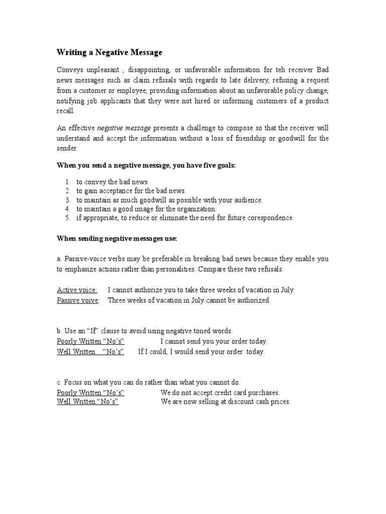 12 - Writing Negative Messages | PDF | Business