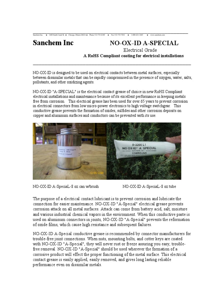 NO-OX-ID A-Special Electrical Grease | PDF | Electrical Connector | Rust