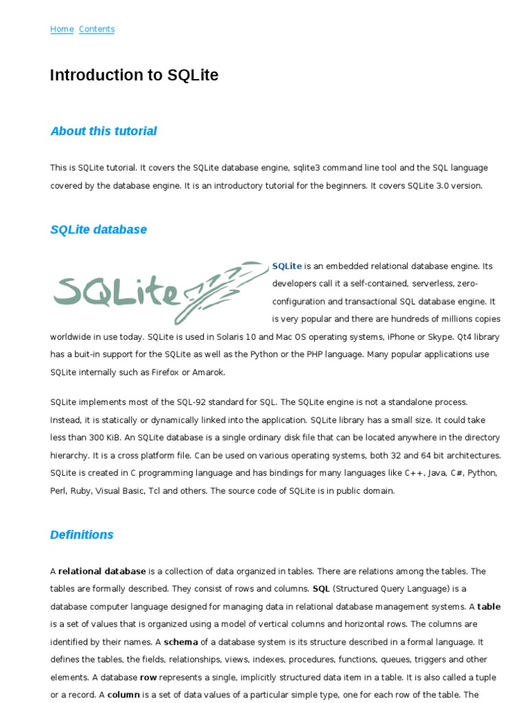 Introduction To SQLite | PDF | Scientific Modeling | Data Model