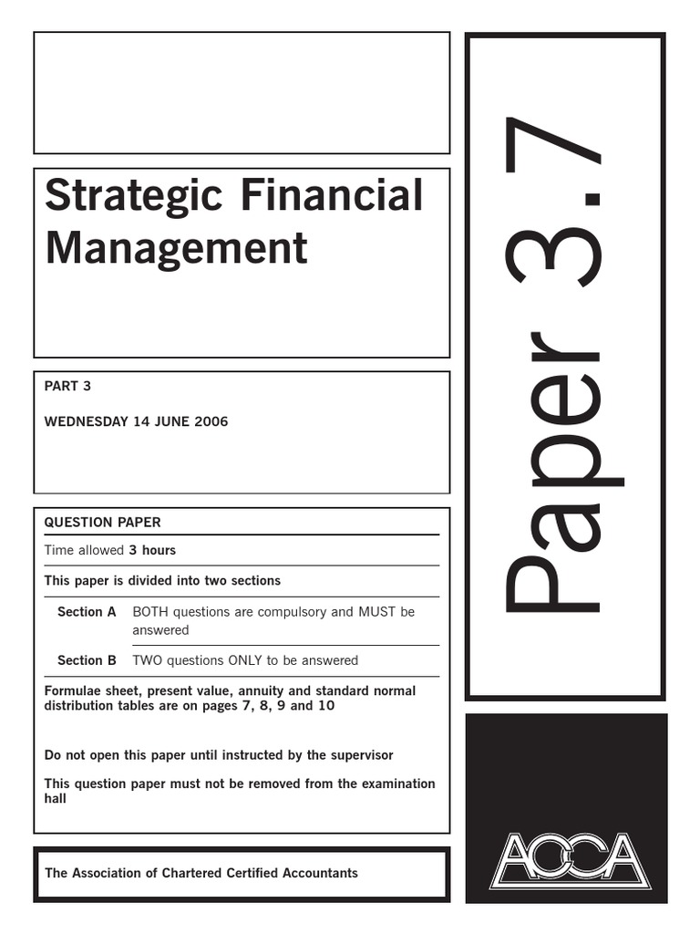 3.7 Strategic Financial Management (Old Syllabus) of ACCA Past Papers ...