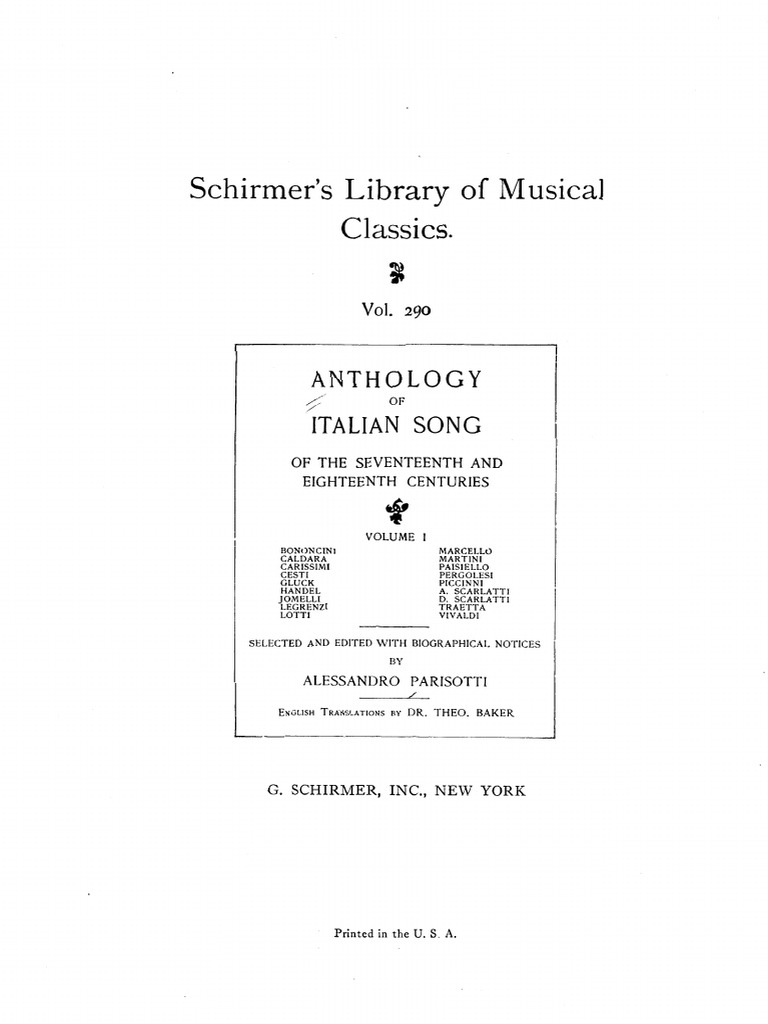 Antologia Italiana Extendida Italian Songs and Arias | PDF