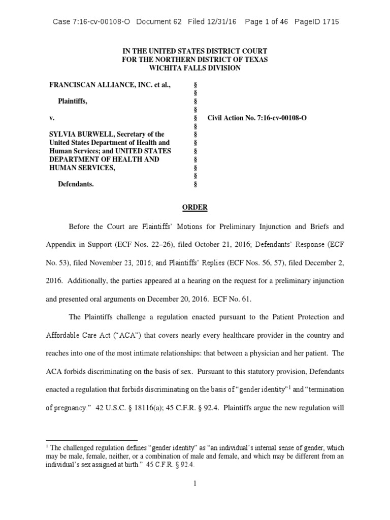 Texas Transgender TRO - 46 Page Order | PDF | Standing (Law) | Section ...