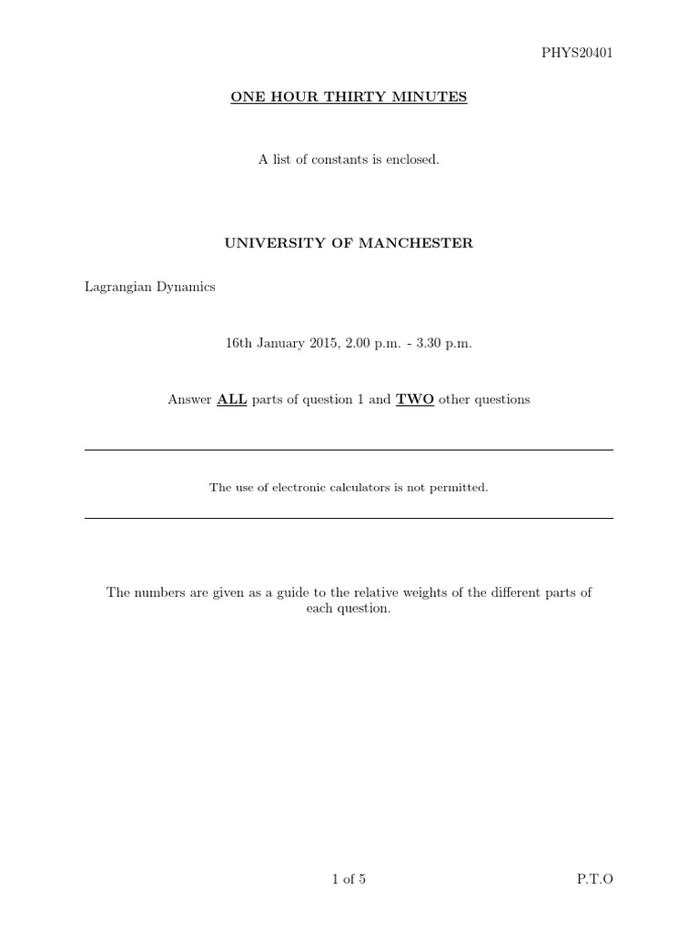 Lagrangian Problems | PDF | Lagrangian Mechanics | Hamiltonian Mechanics Lagrangian Problems | PDF | Lagrangian Mechanics | Hamiltonian Mechanics