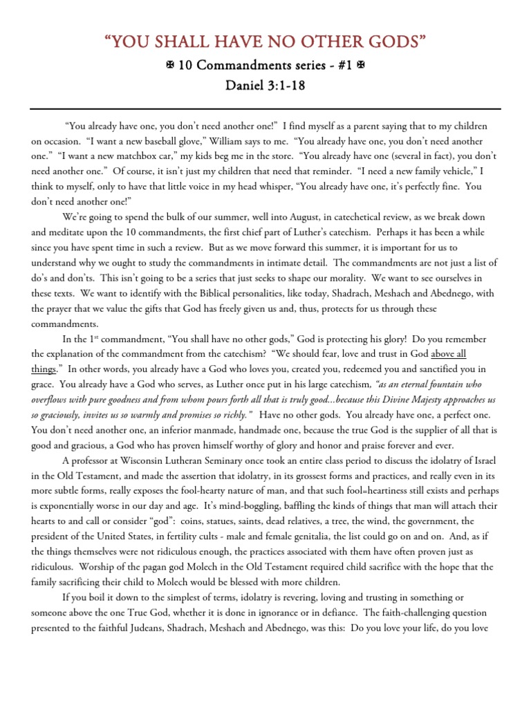 The 1st Commandment | PDF | Shadrach, Meshach, And Abednego | God The Father