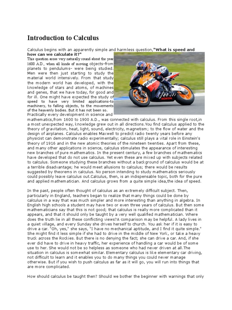 Introduction To Calculus | PDF | Calculus | Teaching Mathematics