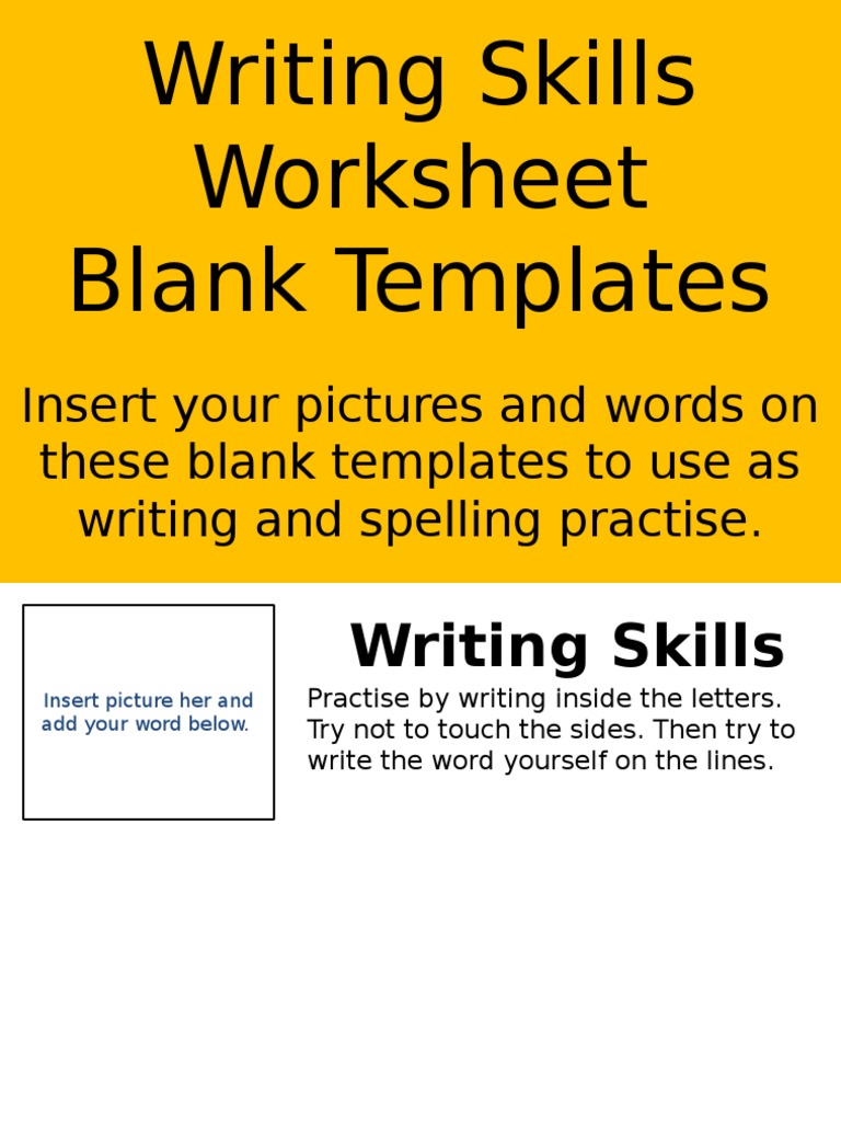 Writing Skills Worksheet Blank Templates | PDF