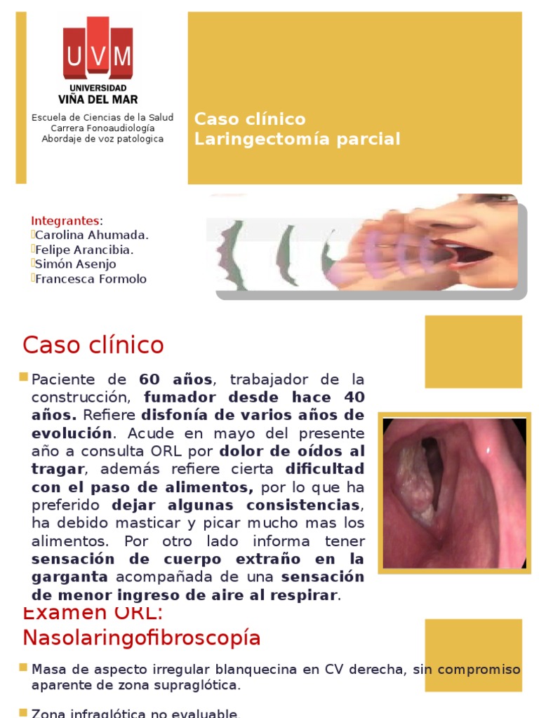 Laringectomia Parcial caso clínico | PDF | Vocal | Enfermedades y ...