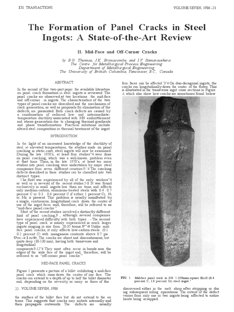 86 - The Formation of Panel Cracks in Steel Ingots - A State-Of-The-Art ...