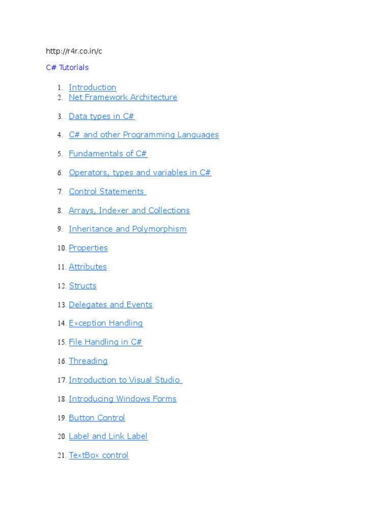 C Tutorials Pdf C Sharp Programming Language Data Type 1406