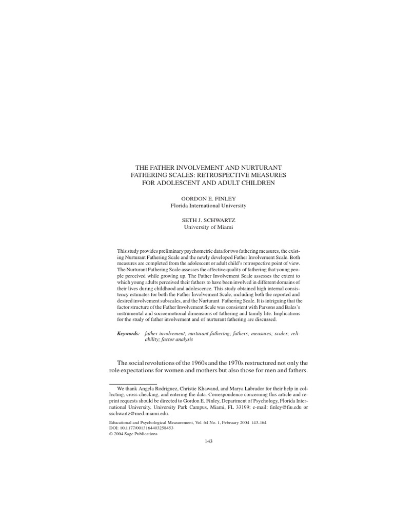 Finley, Schwartz - 2004 - The Father Involvement and Nurturant ...