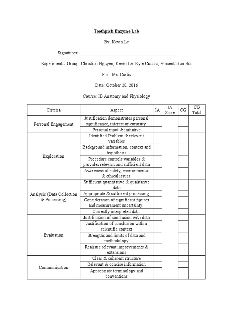 Toothpick Enzyme Lab | PDF