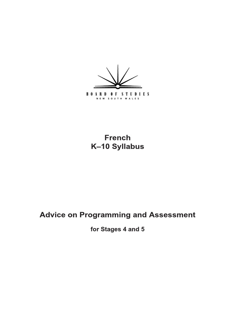 French K-10 Syllabus: For Stages 4 and 5 | PDF | Educational Assessment ...