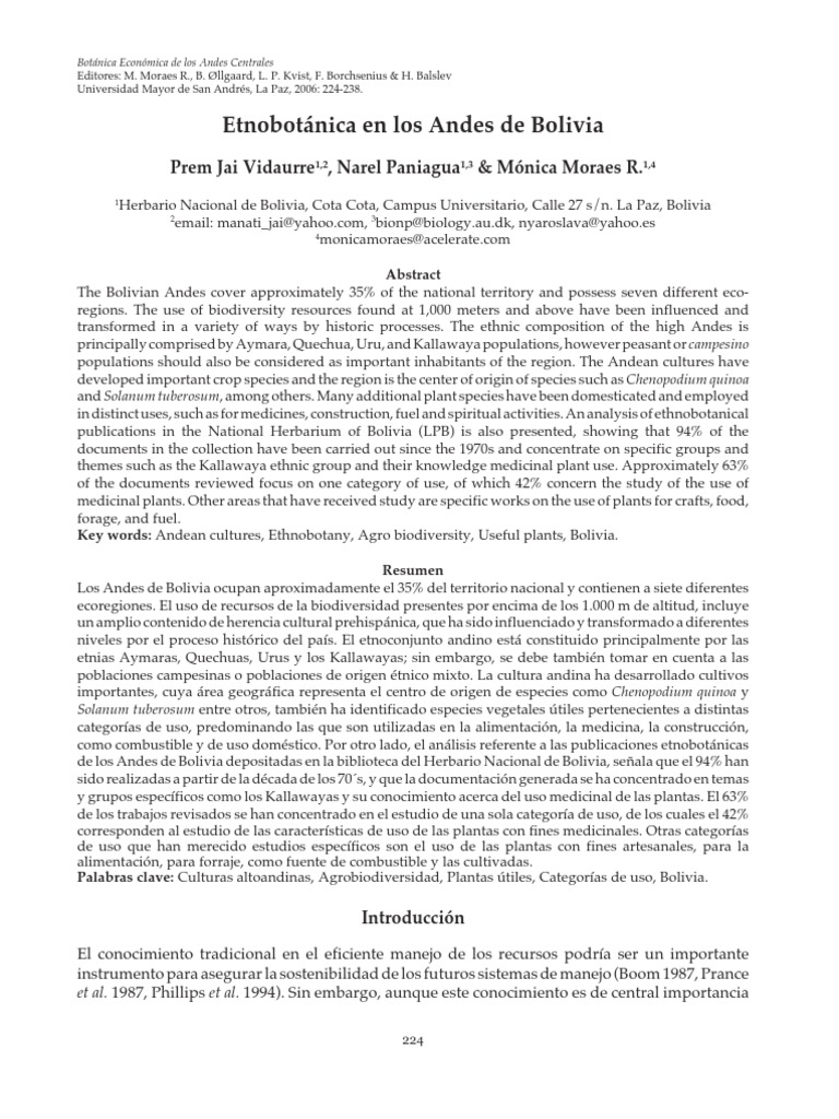 Etnobotanica en Los Andes de Bolivia BEISA Book | PDF | Bolivia | Quinoa