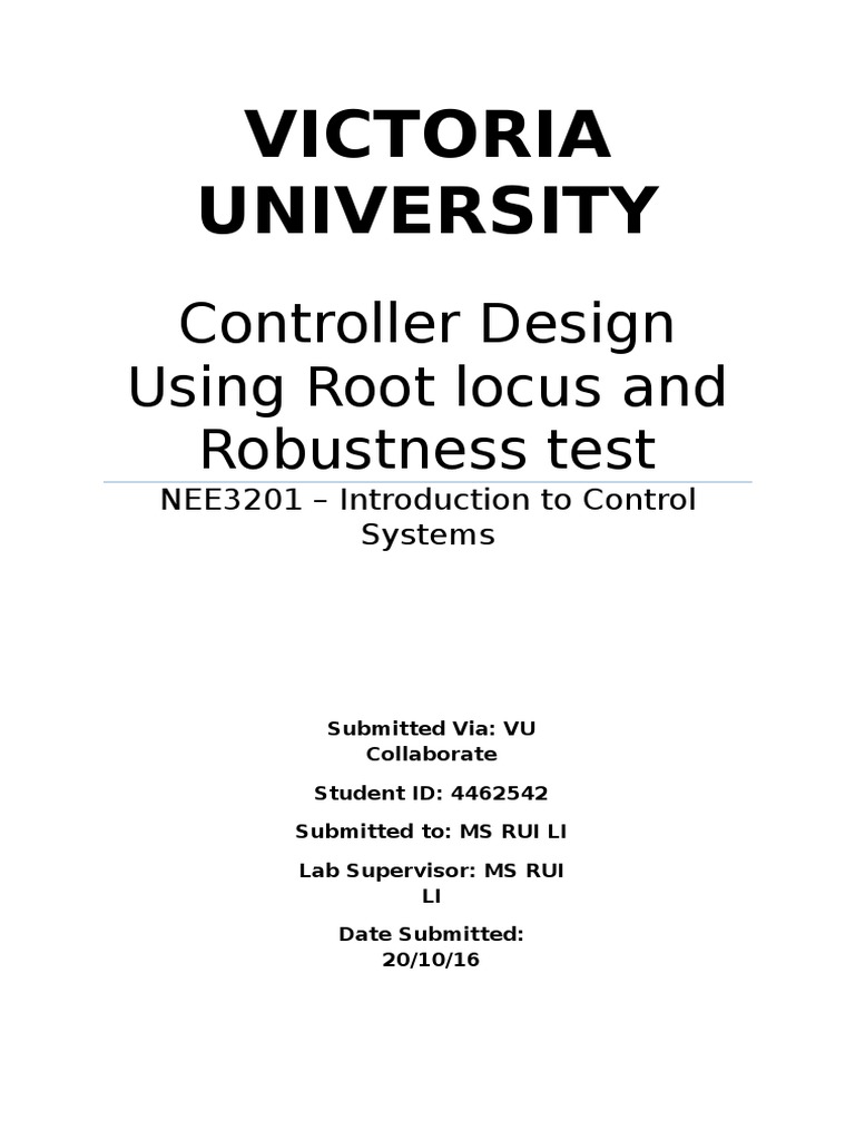 Root Locus Design Lab Report | PDF | Control Theory | Emergence