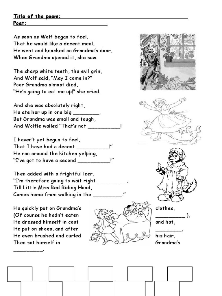 Roald Dahl's Little Red Riding Hood Poem | PDF | Mystery, Thriller ...
