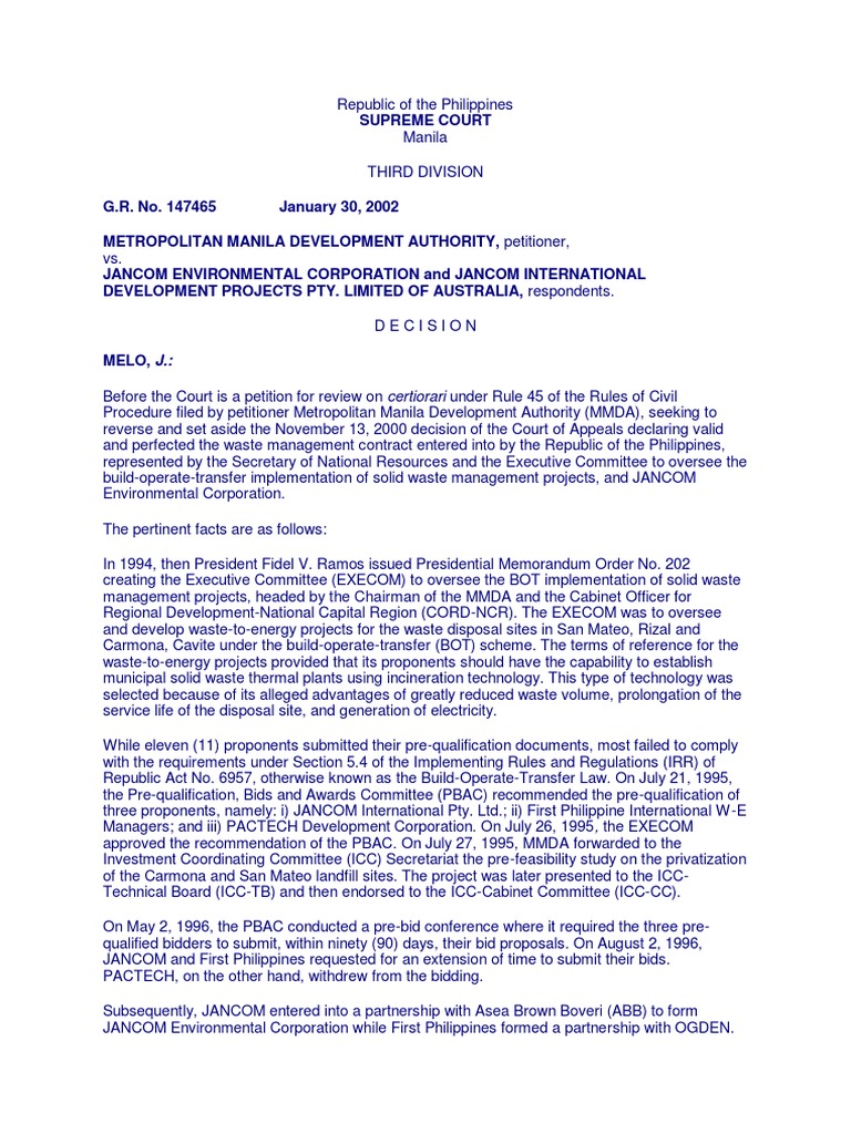Mmda Vs Jancom | PDF | Certiorari | Judgment (Law)