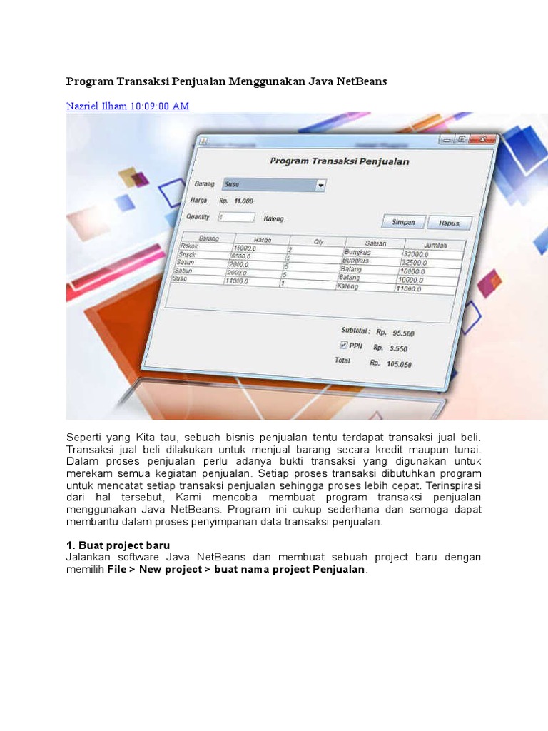 Program Transaksi Penjualan Menggunakan Java NetBeans | PDF