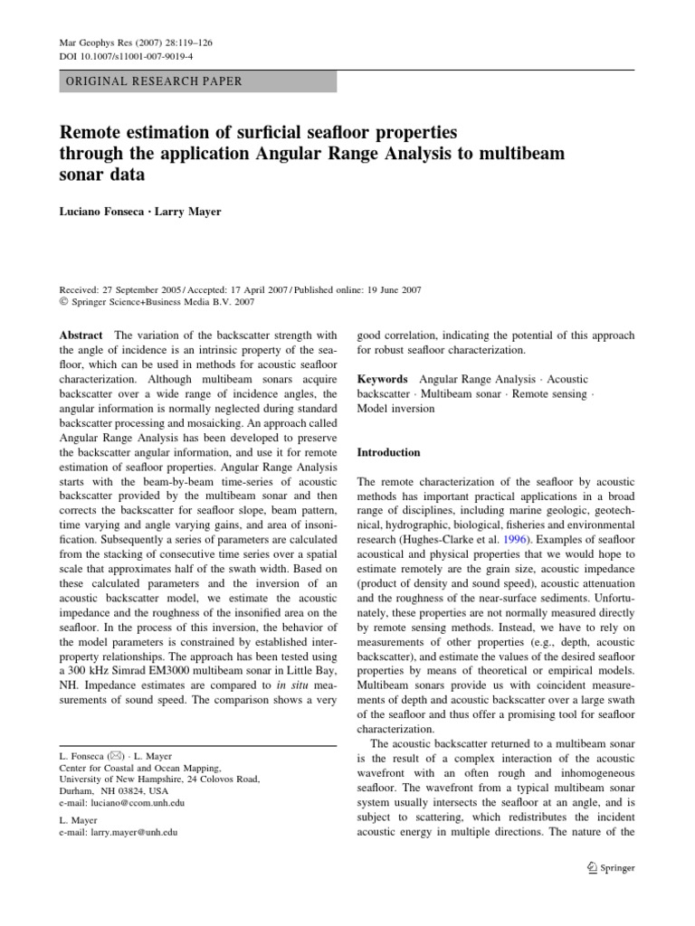 Fonseca 07 MGR Remote Estimation of Surficial Seafloor Properties Through Angular Range Analysis ...