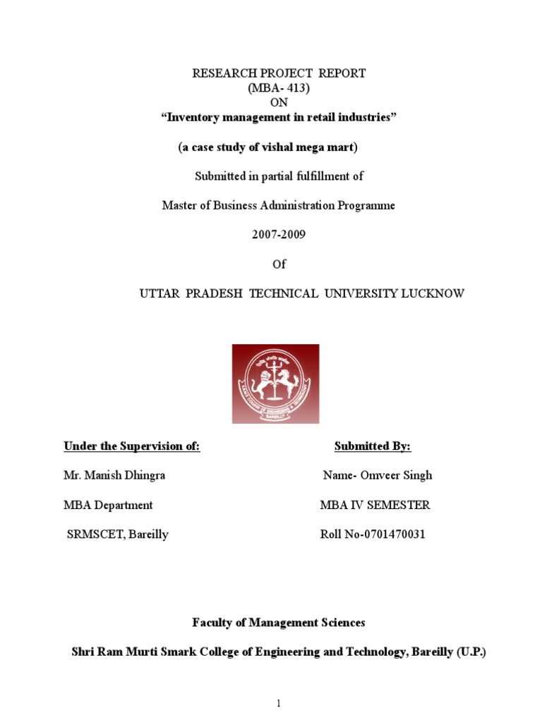 An Analysis of Inventory Management Practices at Vishal Mega Mart: A Case Study | PDF ...