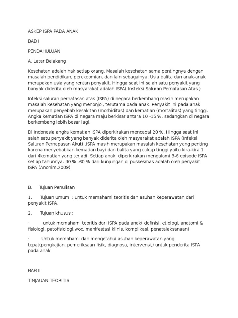 Askep Ispa Pada Anak | PDF | Ilmu Sosial | Kesehatan Holistik