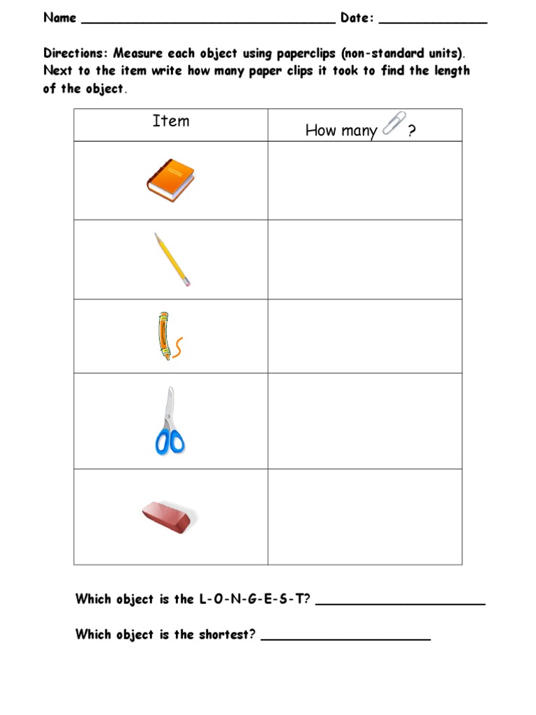 Paperclipmeasuringchart | PDF