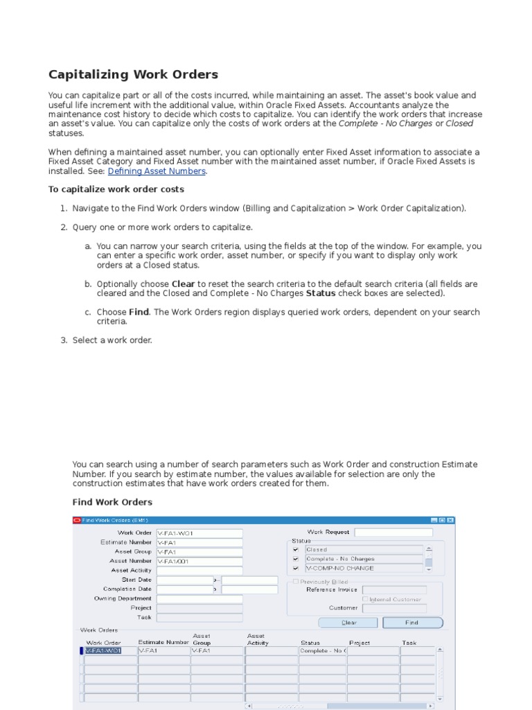 Capitalizing Work Orders | PDF | Debits And Credits | Accounting
