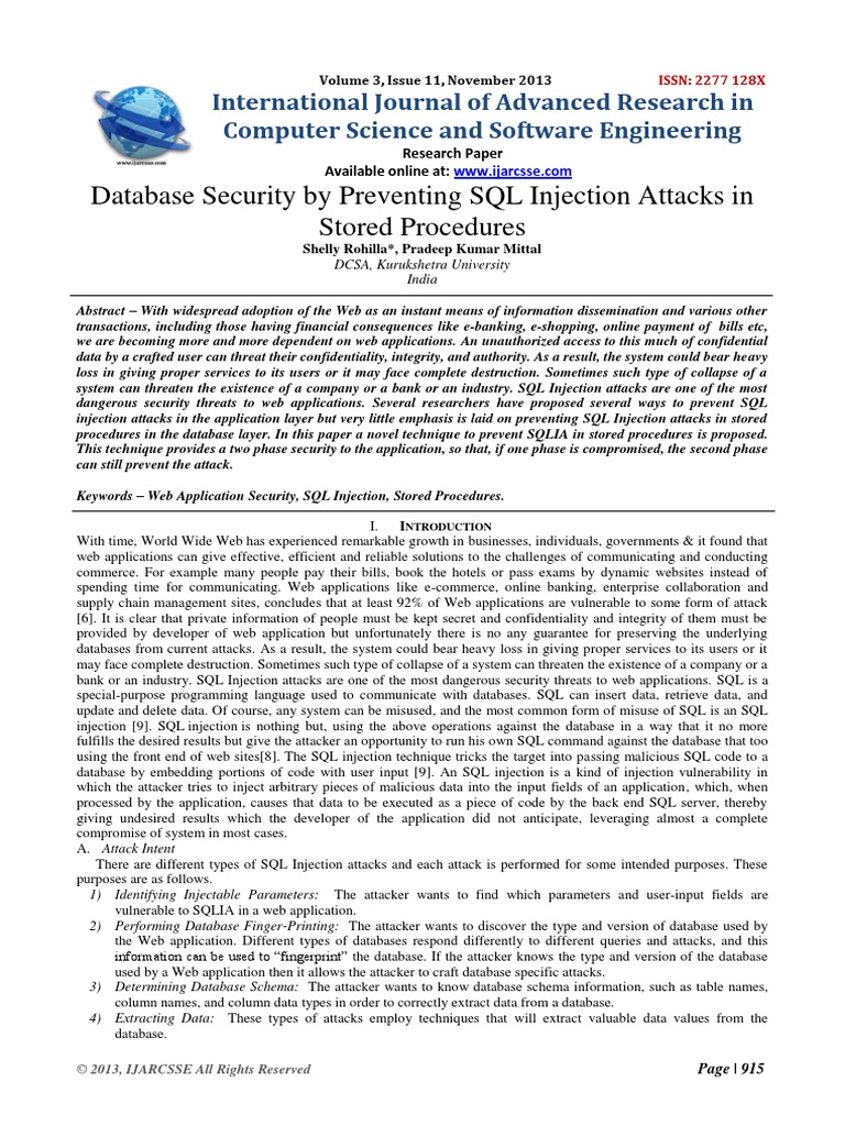 Case Study On SQL Injection | PDF | Cyberwarfare | Security