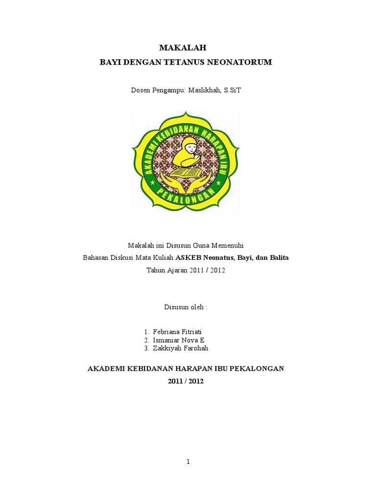 Tetanus Neonatorum pada Bayi Baru Lahir | PDF
