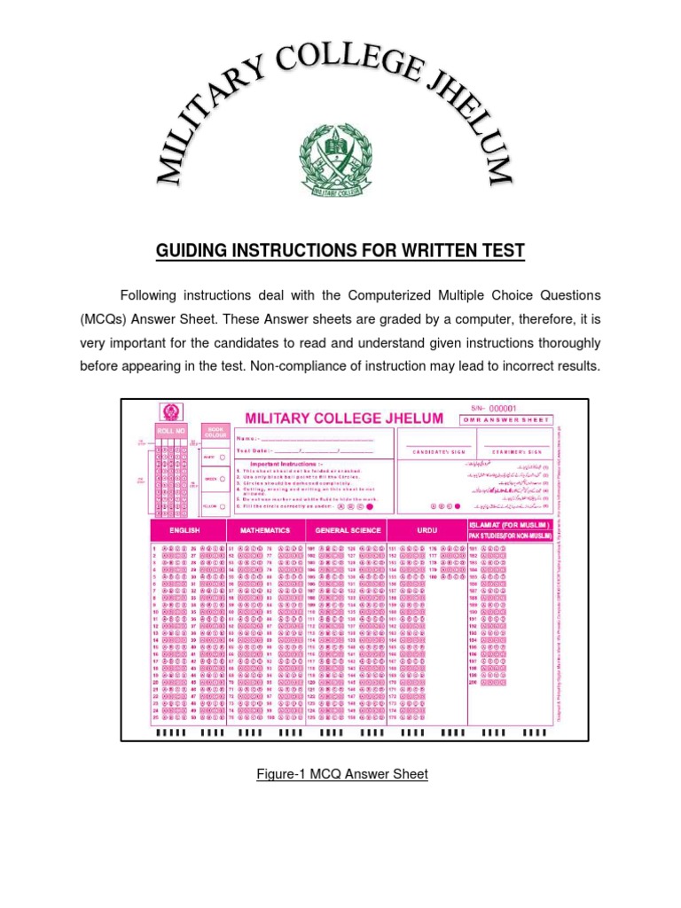Guiding Instructions For Written Test | PDF | Multiple Choice | Tests