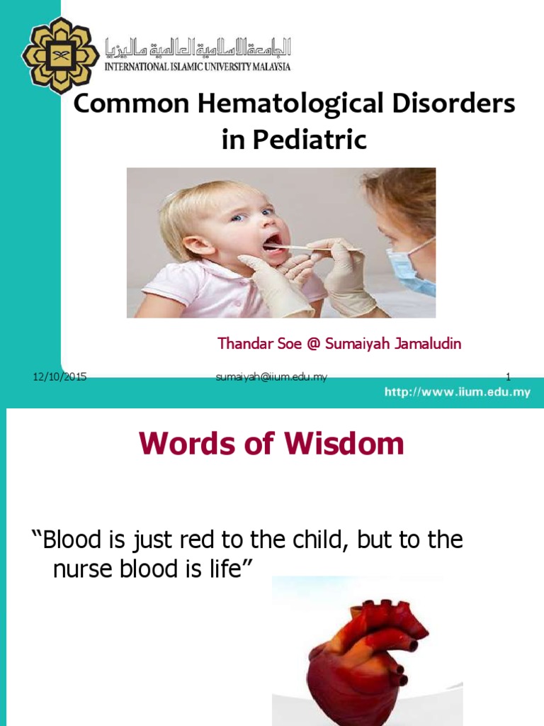 Pediatric Hematological Disorders Guide | PDF | Leukemia | Anemia