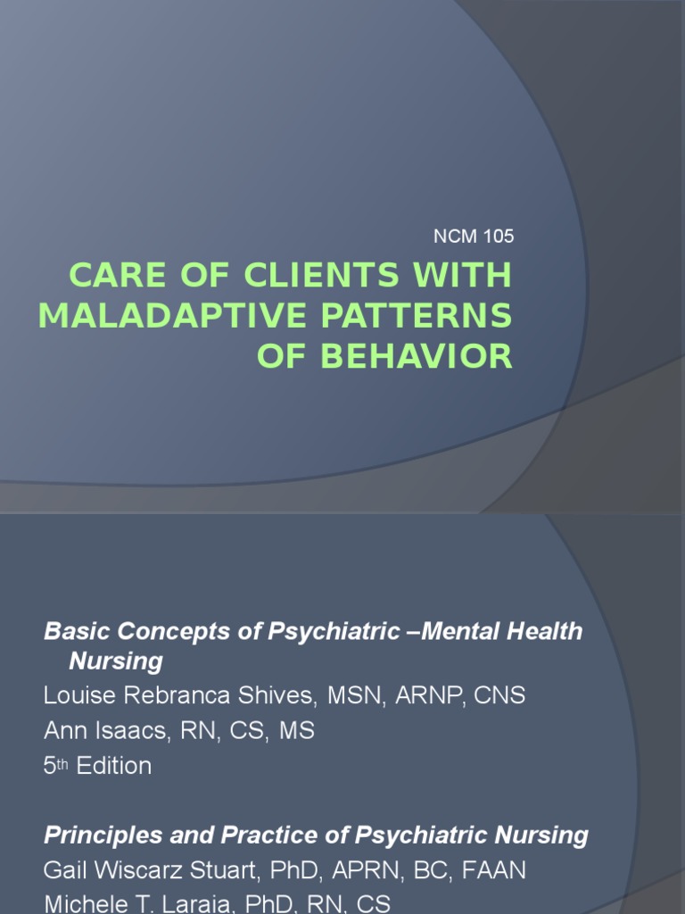 Care of Clients With Maladaptive Patterns of Behavior | PDF | Psychiatry | Id