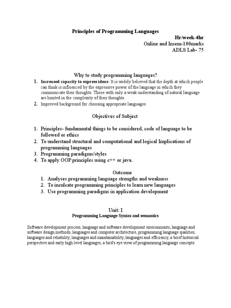 Principles of Programming Languages: Understanding Programming Paradigms, Object-Oriented ...